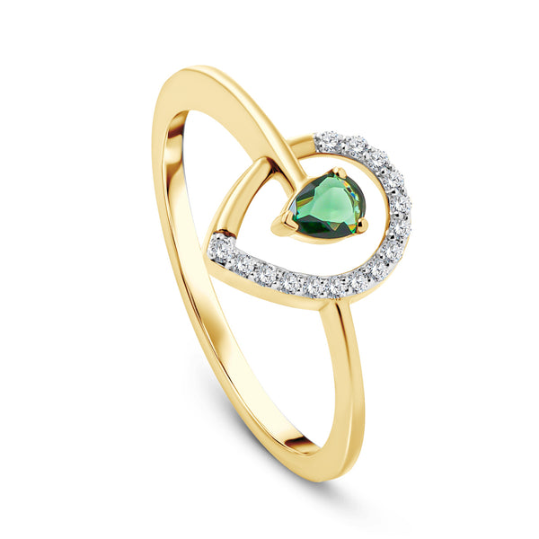 Ring Yellow Gold Diamond Colored Stone – Allure Jewellery